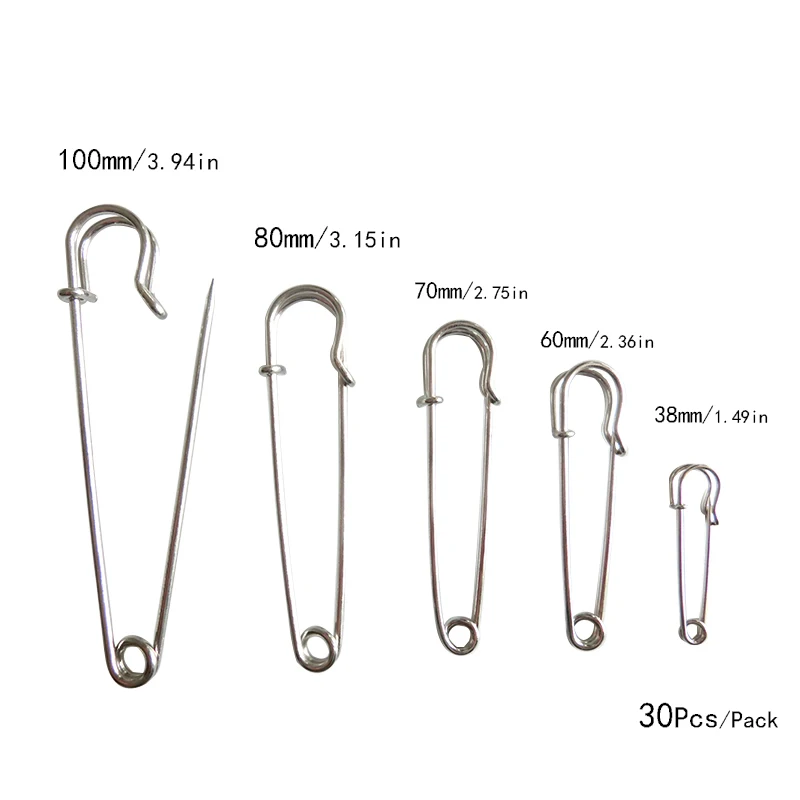 30-Pcs-Set-Large-Metal-Safety-Pins-Silver-Color-Pins-for-Jewelry-Crafts ...