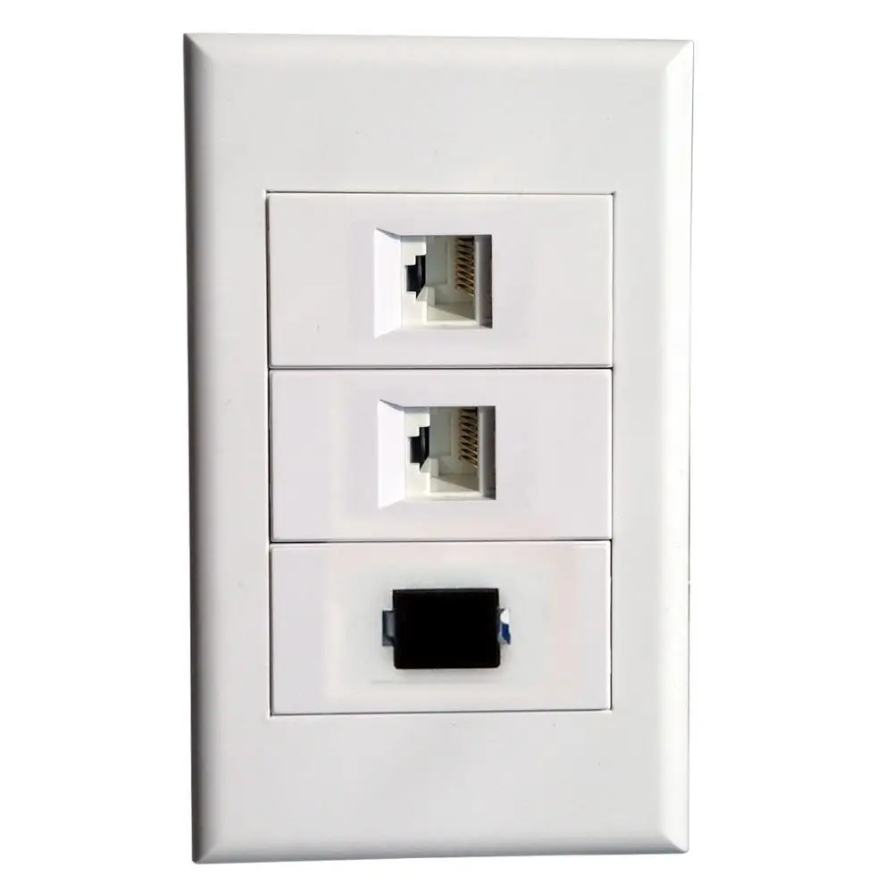 Wall Faceplace with 2 RJ45 + SC Simplex Socket Network Ethernet ...