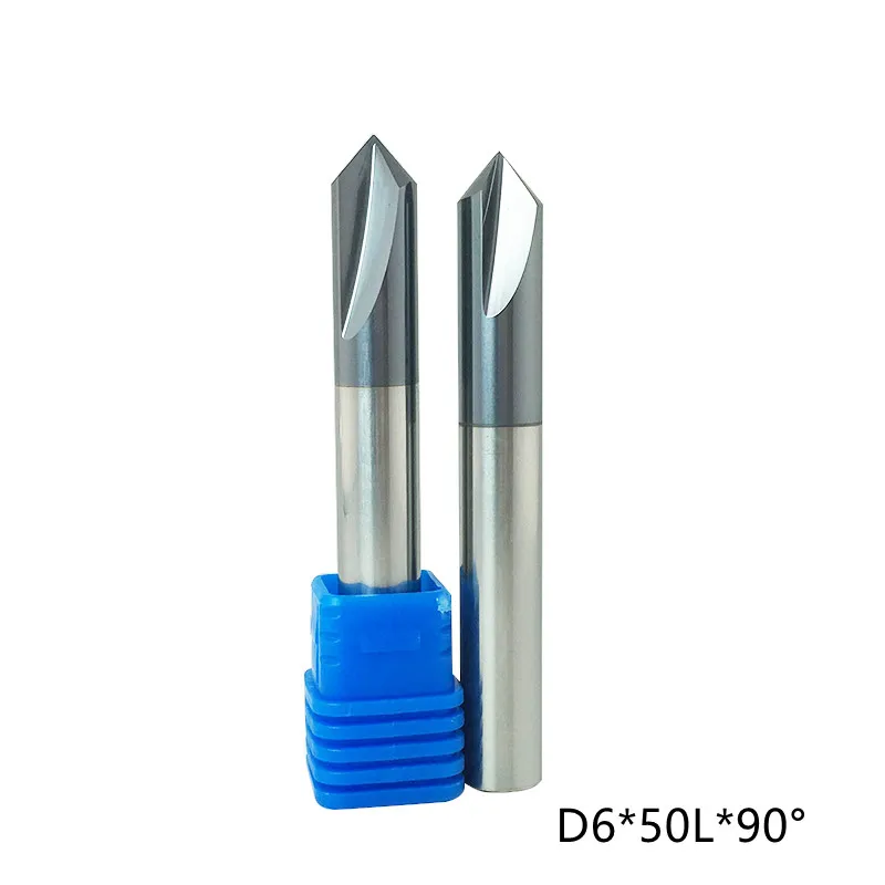 Chamfer Cnc Milling Cutters DIA 6mm 2 Flutes Solid Tungsten Carbide ...