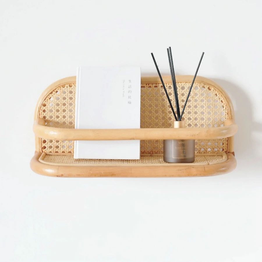 Hand Woven Rattan Wall Hooks Kids Garments Organizer Rack Clothes Hat ...