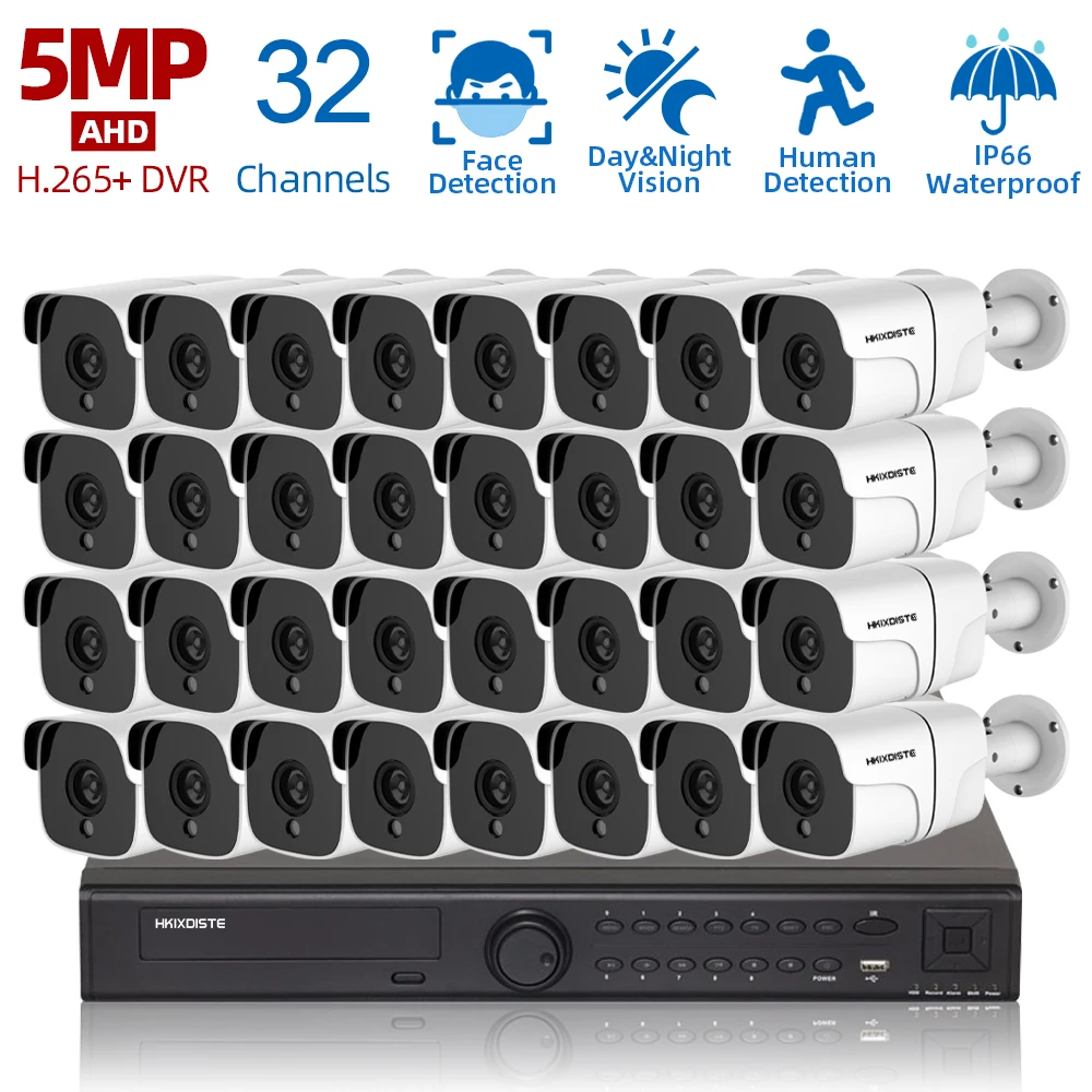 Sistema de cámaras de seguridad para el hogar, Kit de vigilancia CCTV con detección facial, HD ...