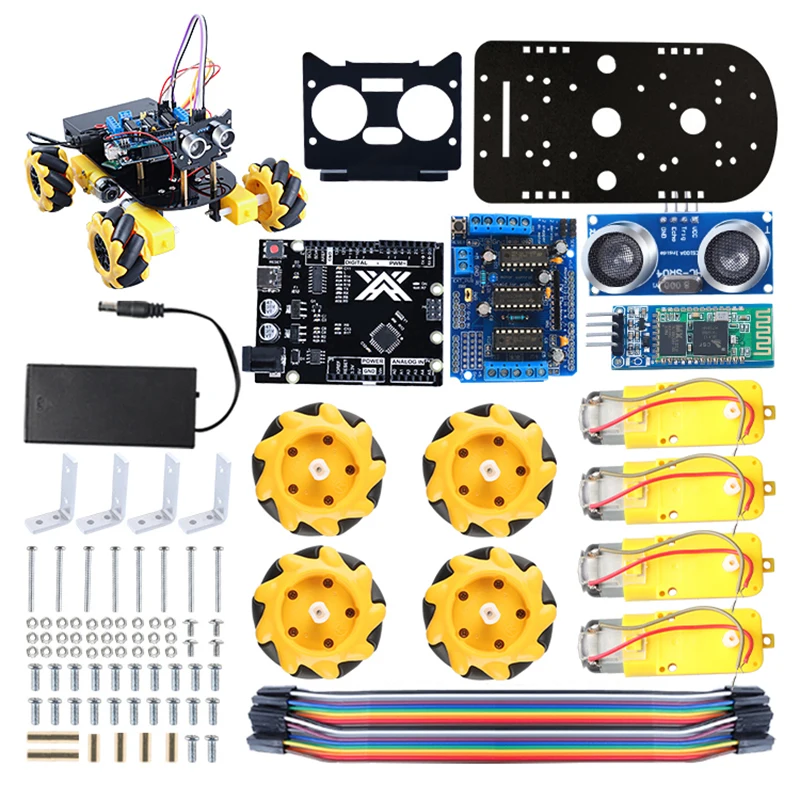Zhiyitech Kit Upgrade Smart Mecanum Wheels Acrylic Chassis Robot Car Kit For Arduino Programming ...