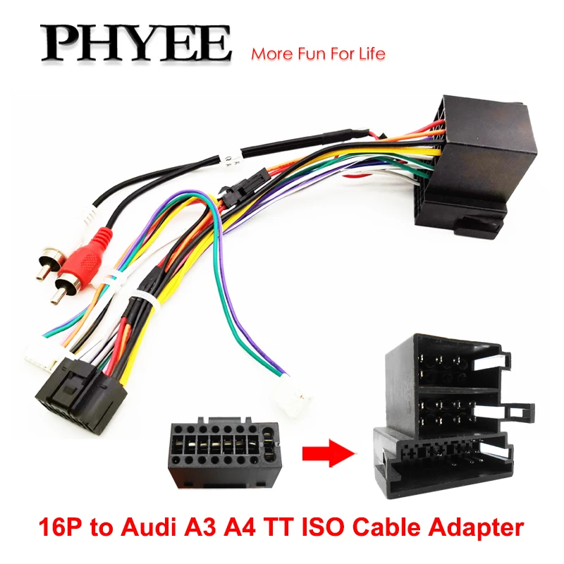 Car Android Iso Wiring Harness Adapter 16 Pin Plug Aftermarket Radio ...