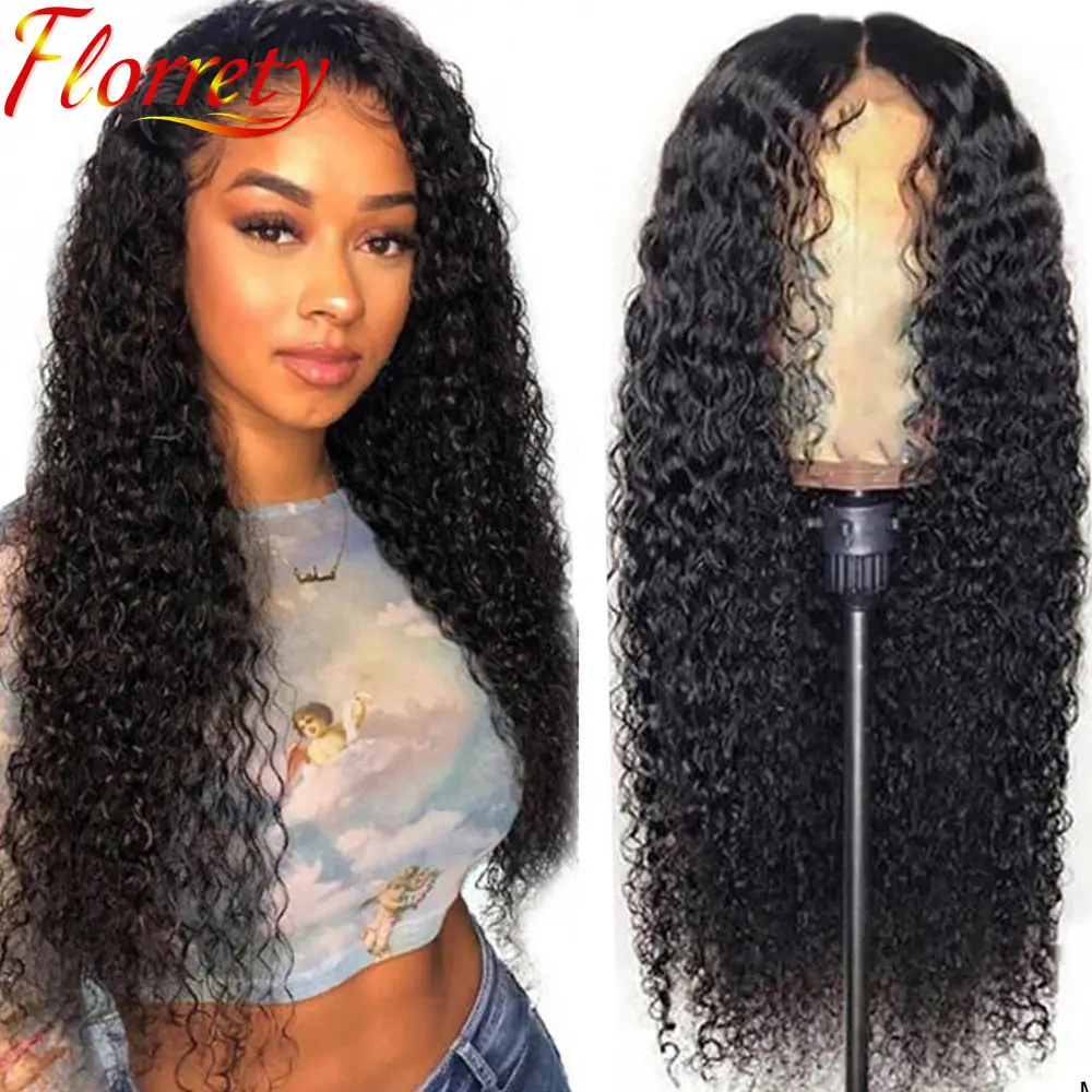 Jerry Pelo Rizado peluca con malla Frontal 13x4 indio Lacefront cabello ...