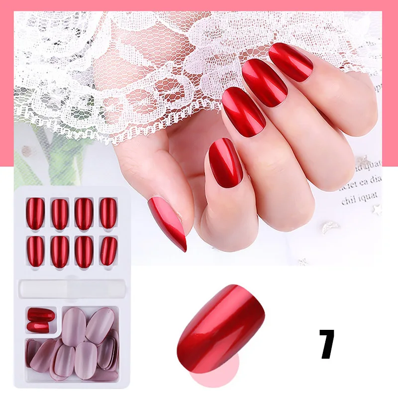 24pcs Reusable Stick On Nails Tips Removable Wearable Fake Nail ...