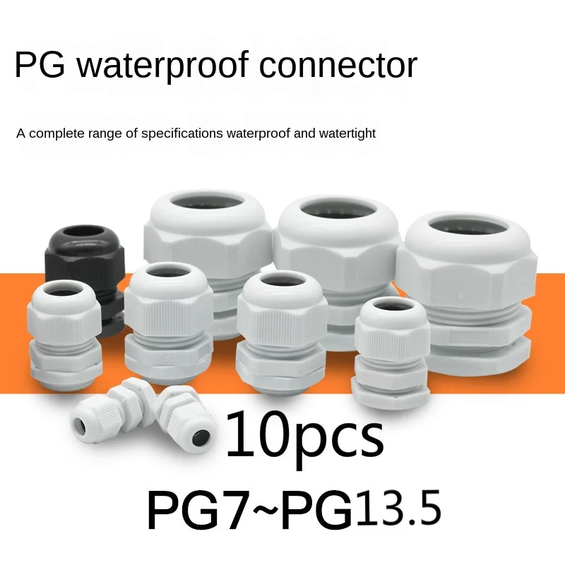 Waterproof Cable Gland 10pcs Cable entry IP68 PG7 for 3-6.5mm PG9 PG11 PG13.5 PG16 PG19/21 ...