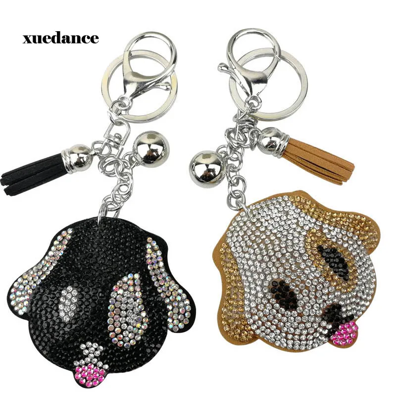 Luxury-Handmade-Rhinestone-Leather-Dog-Keychain-Animal-Car-Key-Chain ...