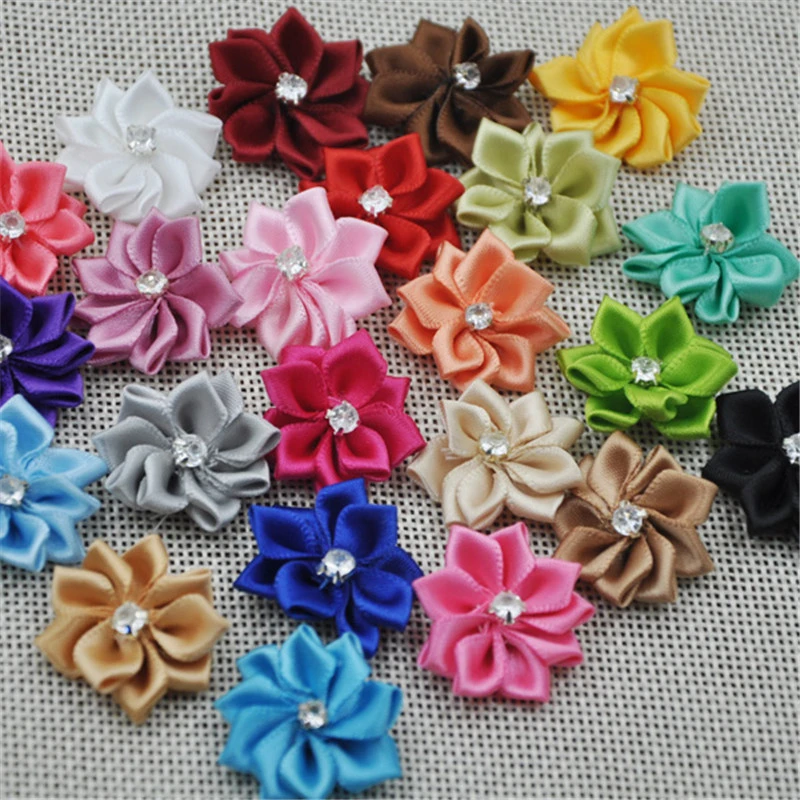 40pcs Upick Satin Ribbon Flowers Bows With Appliques Craft Diy Wedding ...