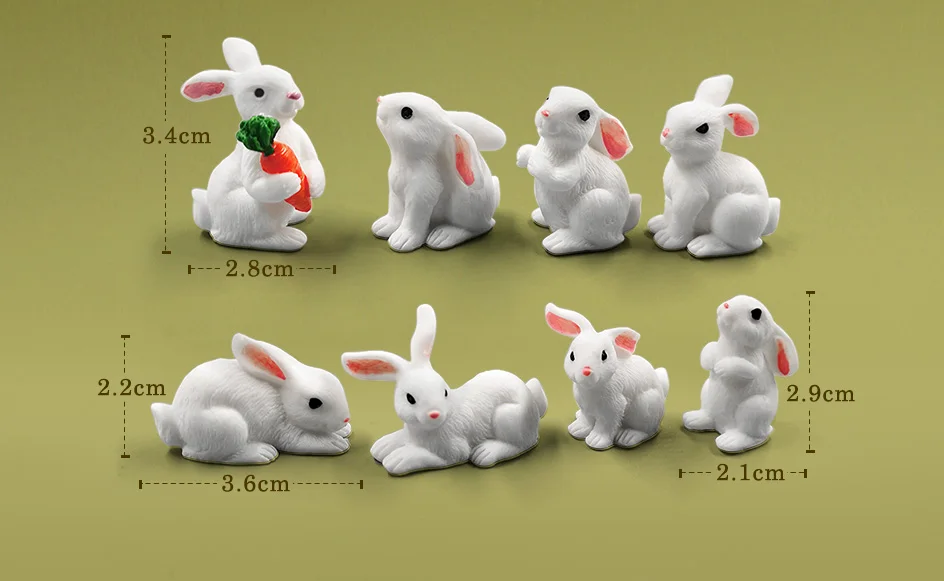 Objets décoratifs,Figurine de lapin blanc de pâques,modèle Animal,Micro ...