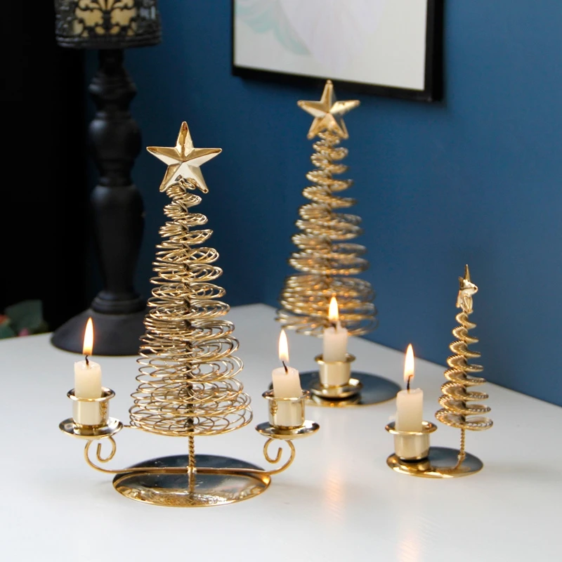 Gold-Metal-Pine-Tree-Christmas-Tree-Fine-Candlestick-Xmas-party-Decor ...