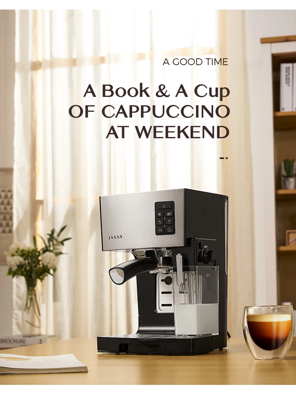 JASSY Coffee Machine OneTouch Espresso Machine 19 Bar High Pressure ...