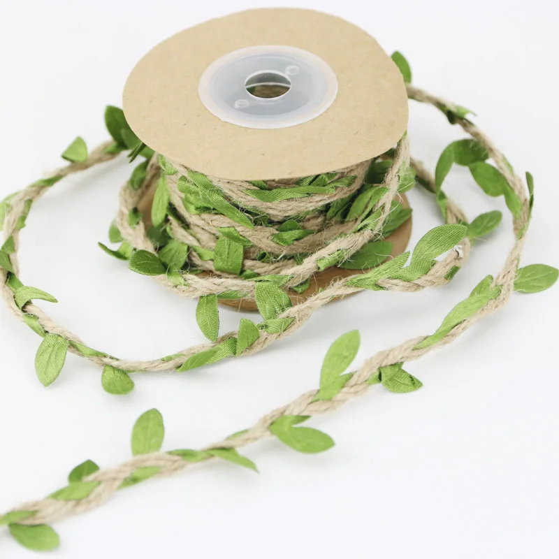 (5 meters/lot) 5mm Leaf hemp rope braided with green leaves lace home ...