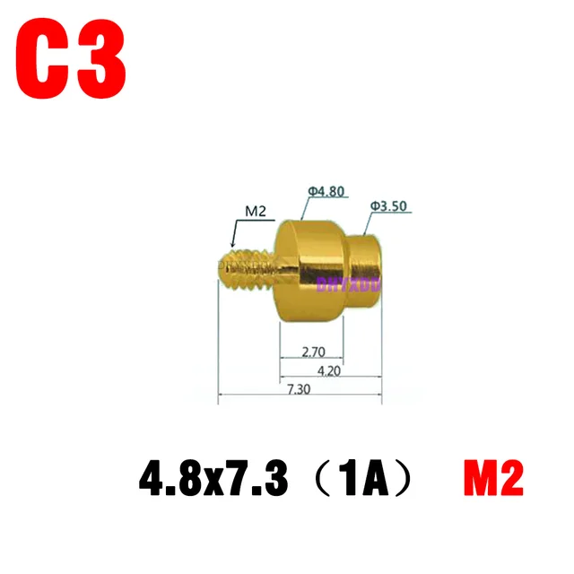 포고 핀 커넥터 mm 스프링 1A 3A 10A, 도금 없음, 0u "니켈 도금 M8 M4 M3 M2 나사, 전도성 스레드 테스트 ...