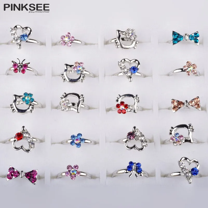 10pcs-lot-Children-s-Crystal-Rings-Butterfly-Flower-Heart-Bow-Design ...