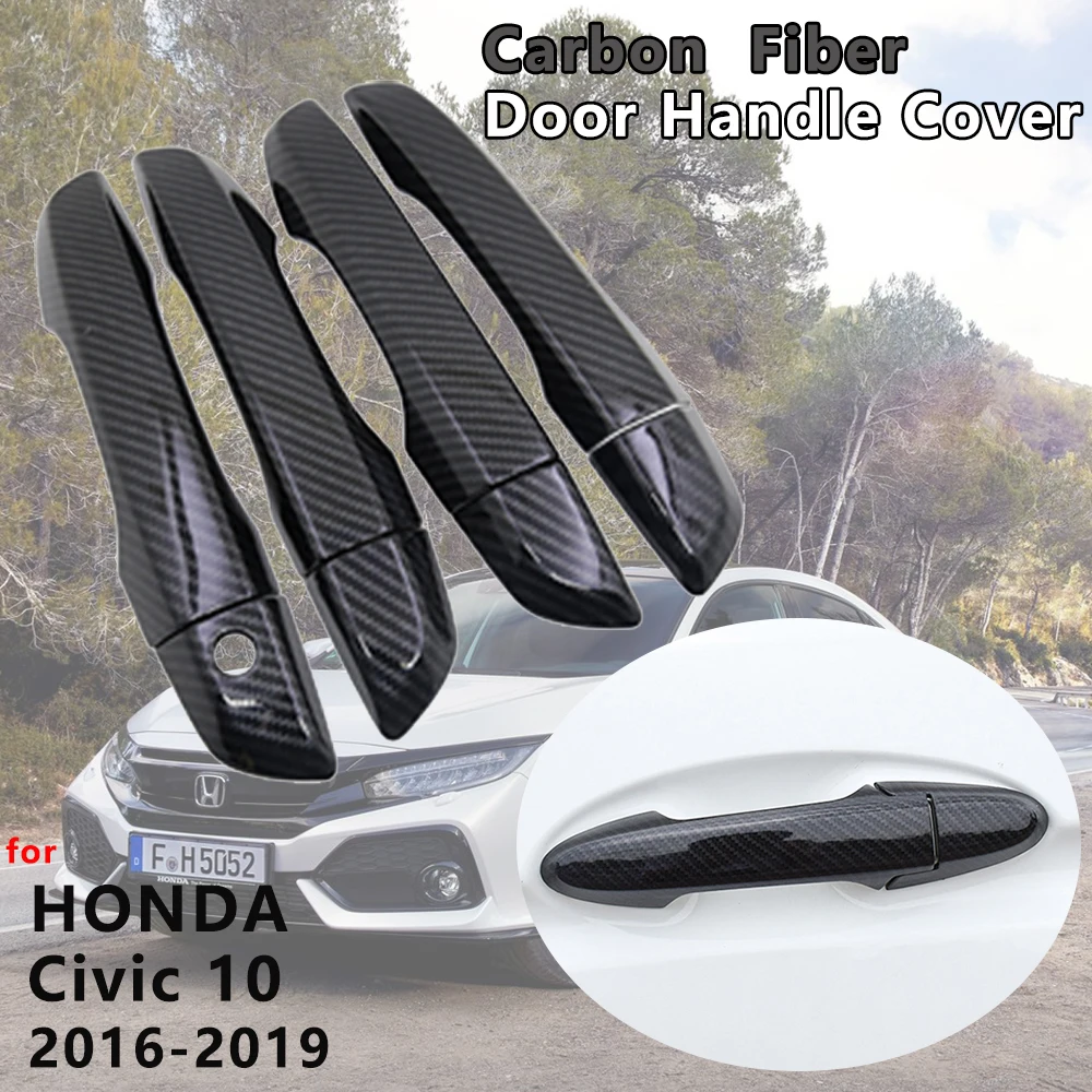 for Honda Civic 10 2016 2017 2018 2019 2020 4 PCS Exterior Carbon Fiber ...