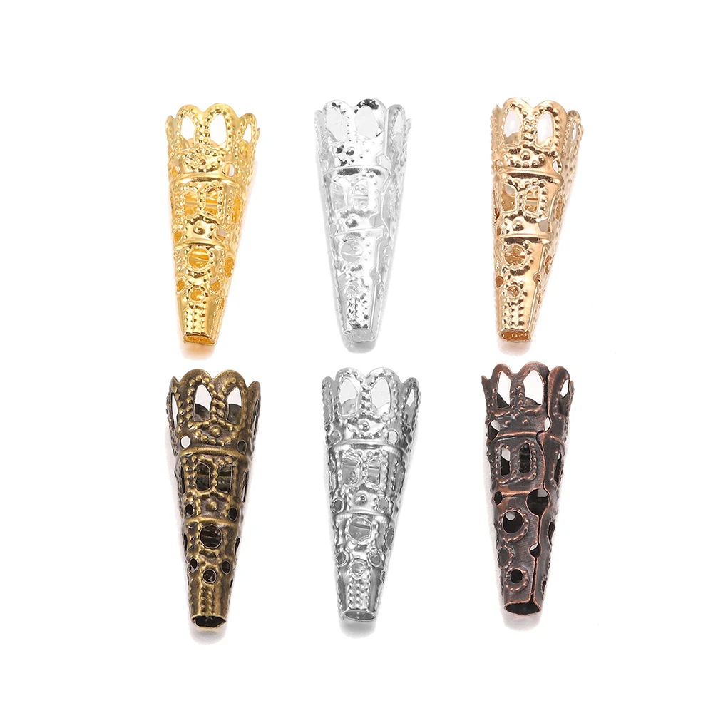 50pcs-lot-23mm-x-8mm-Bugle-Cone-Bead-Caps-Hollow-Out-Filigree-Flower ...