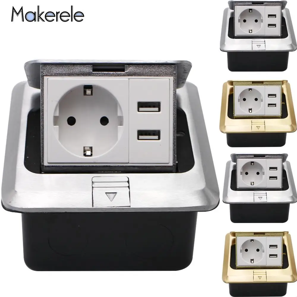 2f Series 16a 110~250v Eu Quick / Slow Pop Up Floor Socket Floor Socket ...