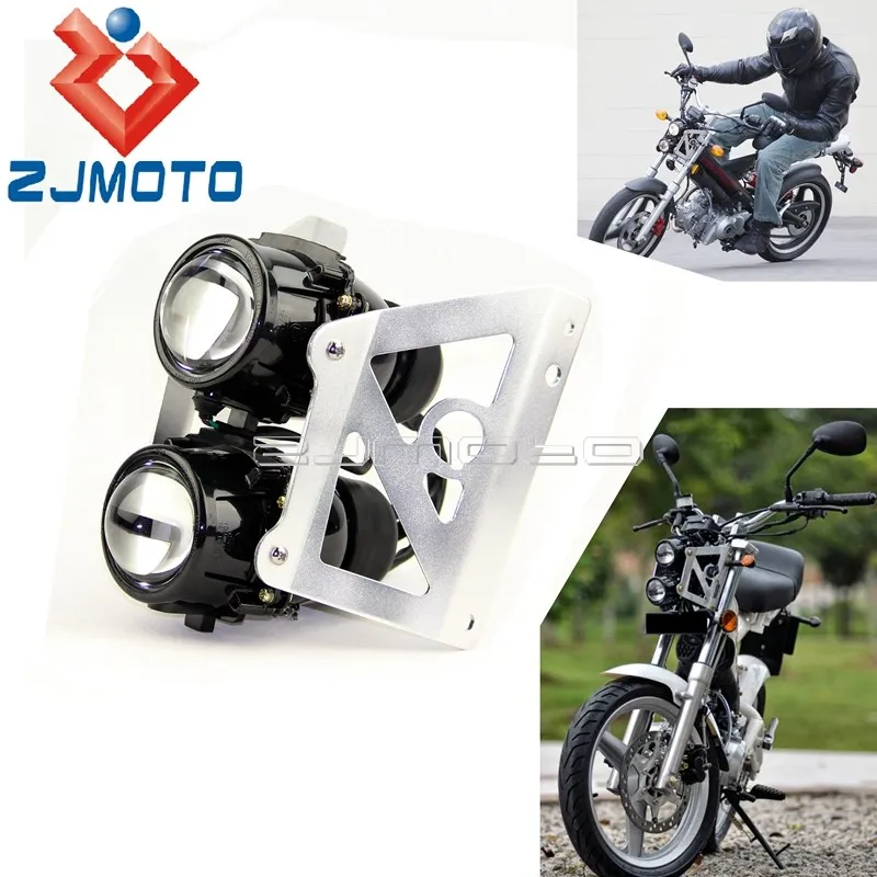 Motorcycle-Twin-Headlight-Head-Light-Dual-Projector-Light-Front-Running ...