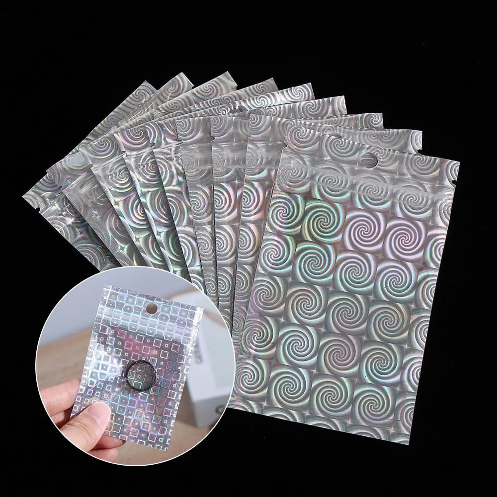 10pcs Plastic Laser Iridescent Bags Iridescent Zip Lock Bags Pouches