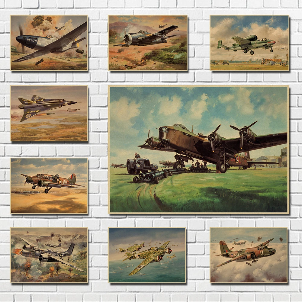 ww2-aircraft-fighter-artwork-living-room-decor-home-wall-art-decor ...