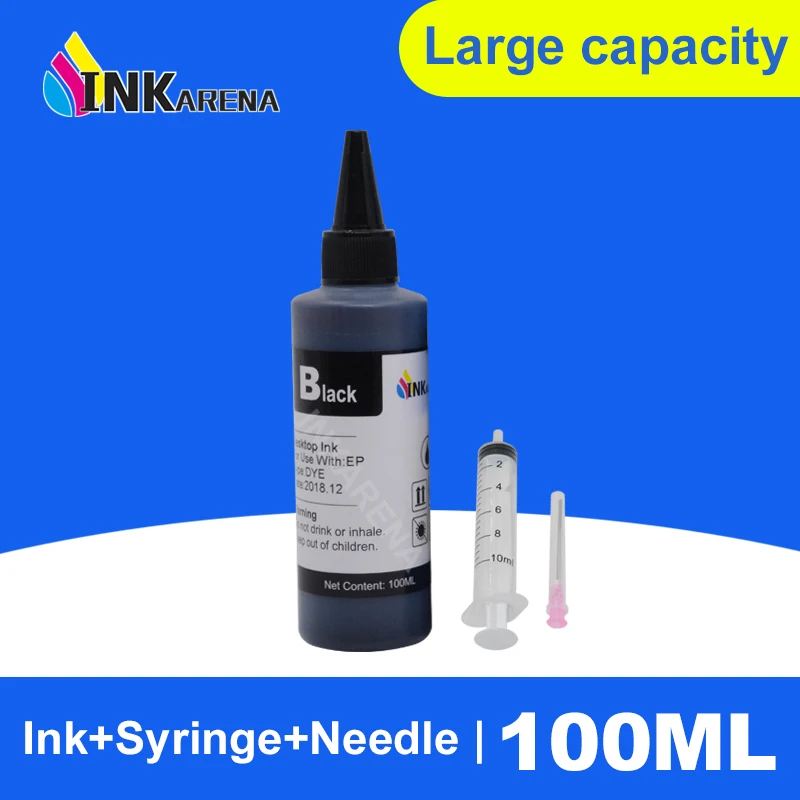 INKARENA Black Color Printer Ink Refill Kit For HP 123 122 304 302 301 ...