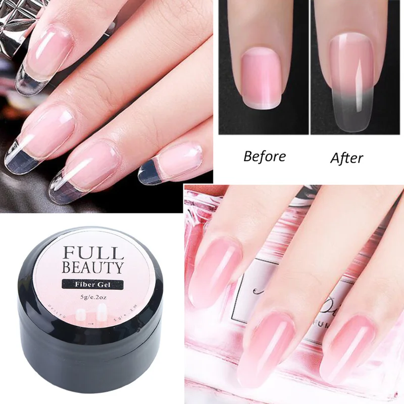 5ml Fiber Base Coat Soak Off UV Gel Glass Fiber Long Lasting Glossy ...