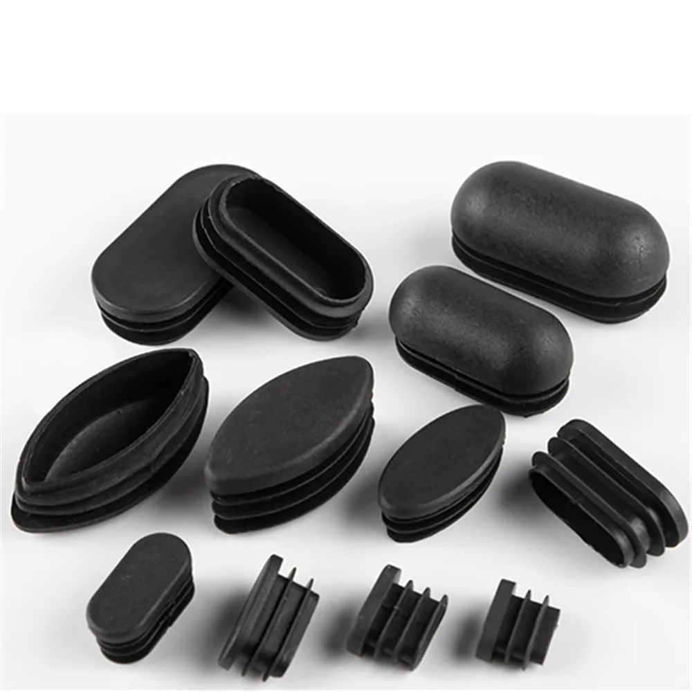 Black Oval Oblong Rectangle Plastic Blanking End Cap Tube Pipe Inserts ...