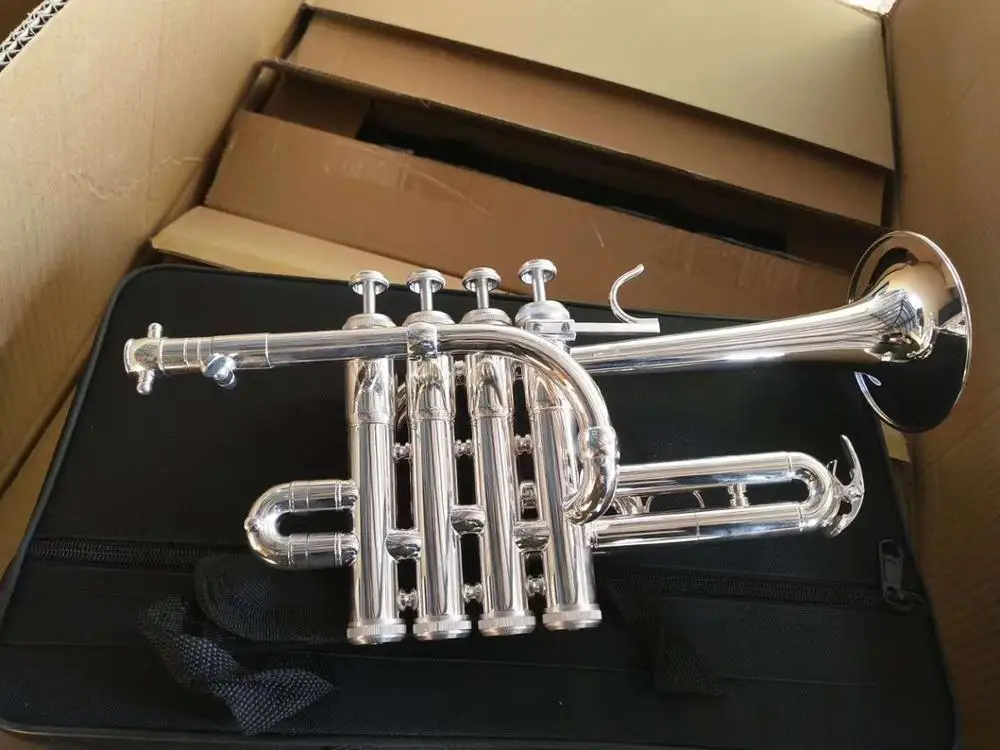 Four key trumpet Professional Bb Picolo Trumpet Brass Gold Lacquer ...