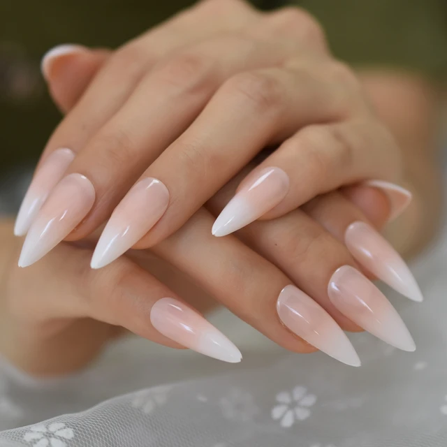 White Tip Pointy Nails
