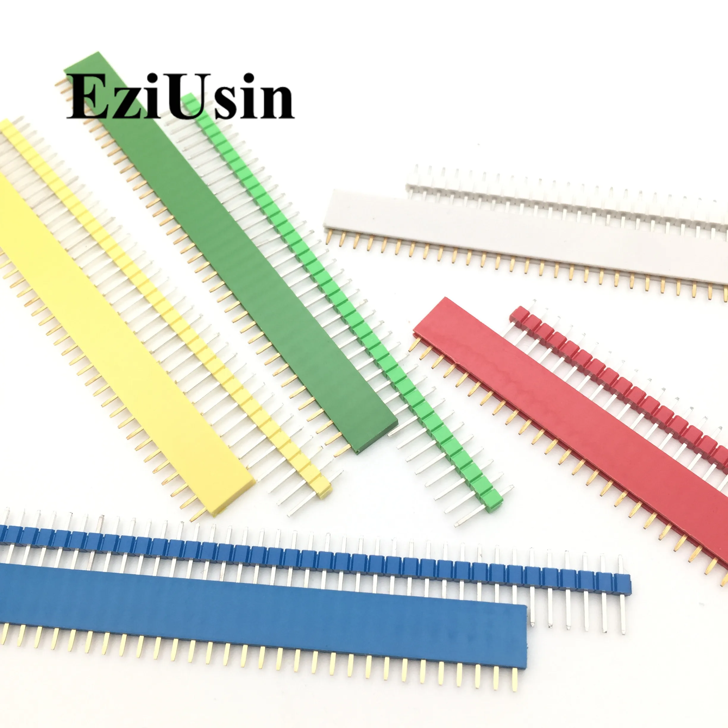 10pcs 5 Pairs 40 Pin 1x40 Single Row Male Female 2.54 Red Yellow Blue ...