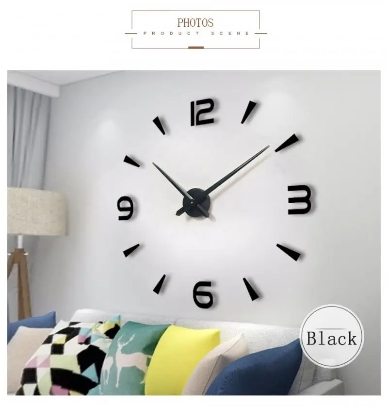 2020 Acrylic + EVA DIY Wall Clock 3D Wall Stickers Creative Living Room ...