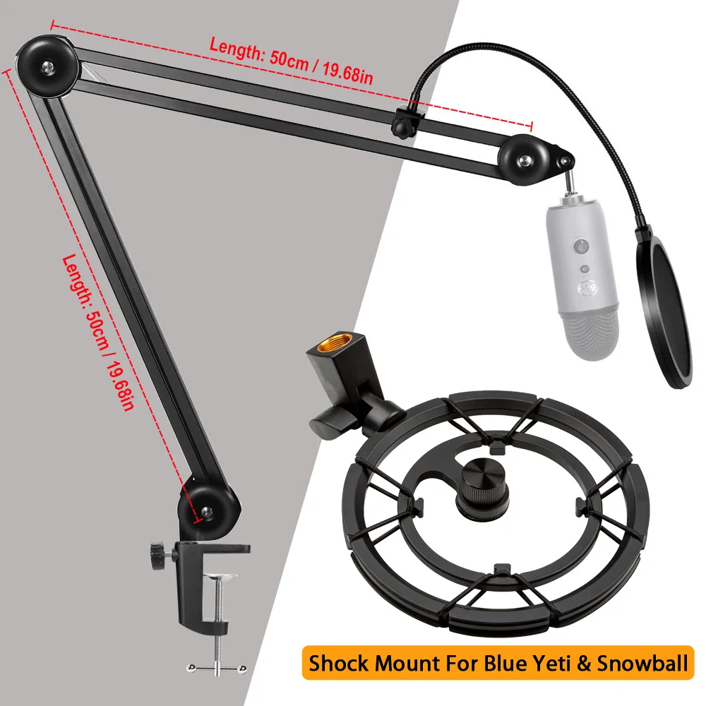 Microphone-Stand-With-Shock-Mount-For-Blue-Yeti-Snowball-Heavy-Duty ...