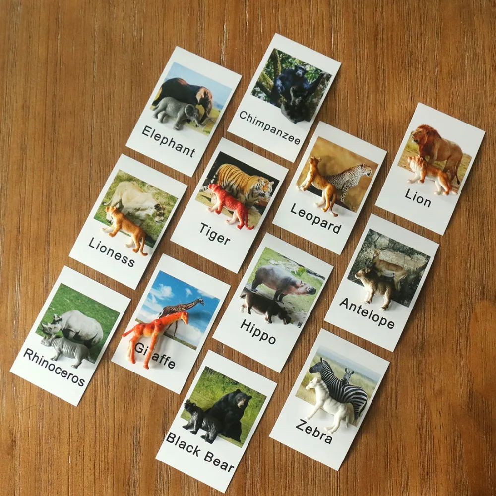 Montessori Animal Match Cards And Farm Animals Figurines Language ...