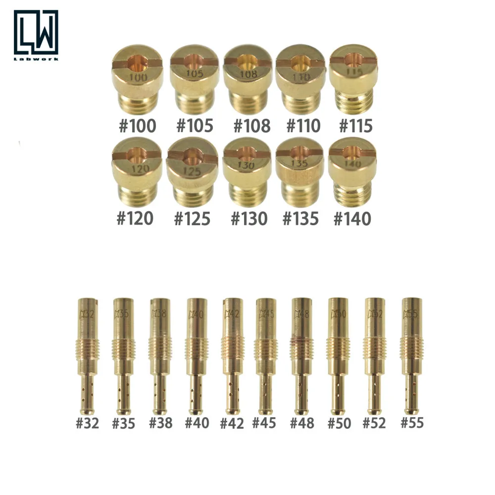 10pcs Carburetor Main Jet kit & 10pcs Set Slow/Pilot Jet For PWK OKO CVK