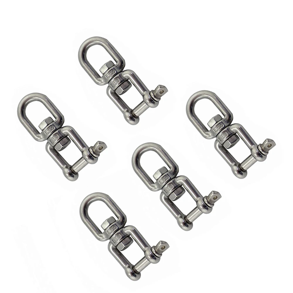 1/2/5pcs Stainless Steel 304 Anchor Chain Swivel Ring Shackle 4mm 5mm ...