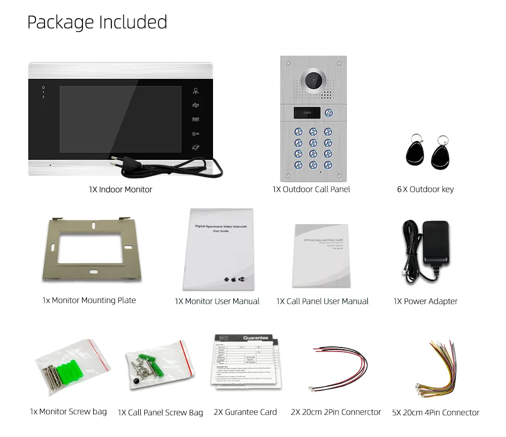 JeaTone 960P Tuya WiFi Wired Video Intercom with Camera and Code Keypad ...