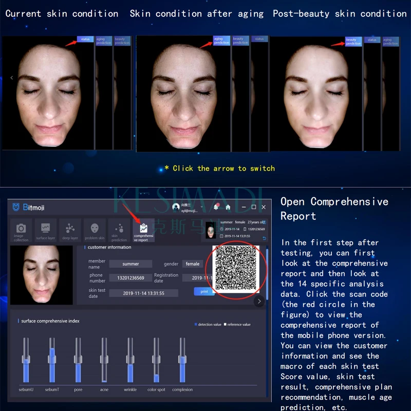 Portable Magic Mirror for 3D Smart Professional Skin Detection Analyzer ...