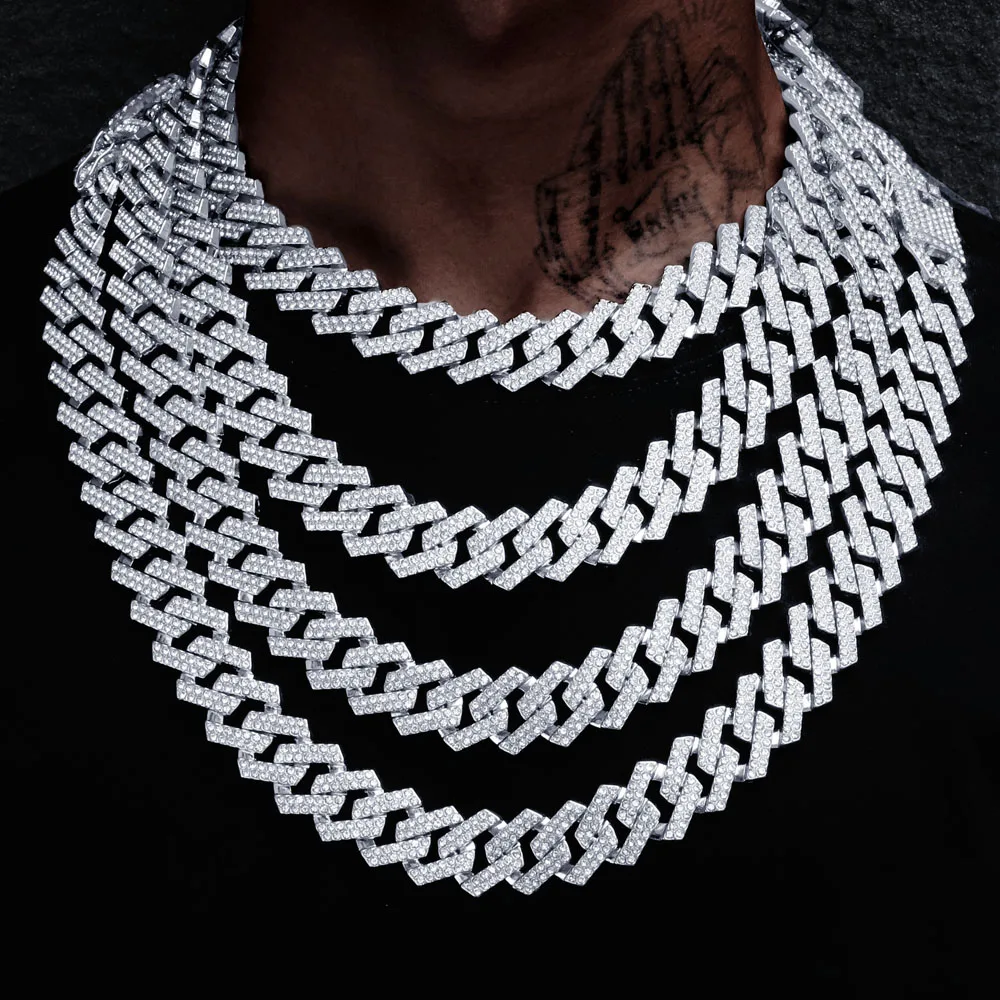 20mm Men Hip Hop Chain Necklace Pave Setting Rhinestone Male Hiphop ...