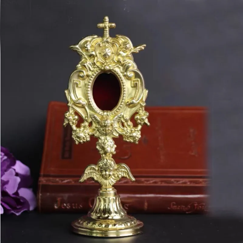 Holy Box Reliquary Copper Ostensorium Catholic Monstrance Cross Angel ...