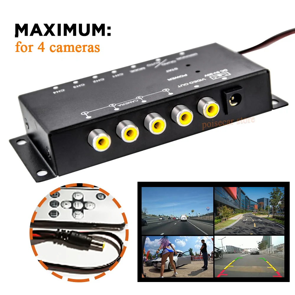 Mini-Car-4-Way-camera-4-View-Video-Switch-Parking-Camera-Split-Screen ...