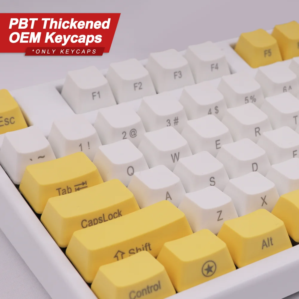 108-Keys-Keycaps-PBT-OEM-Yellow-White-Side-Print-Suit-for-61-87-104-108 ...