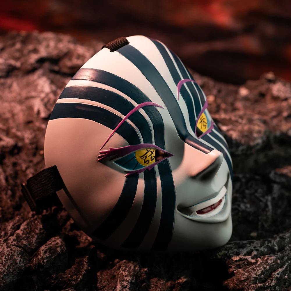 Anime Demon Slayer Akaza Mask Cosplay Costume Accessories - AllCosplay.com