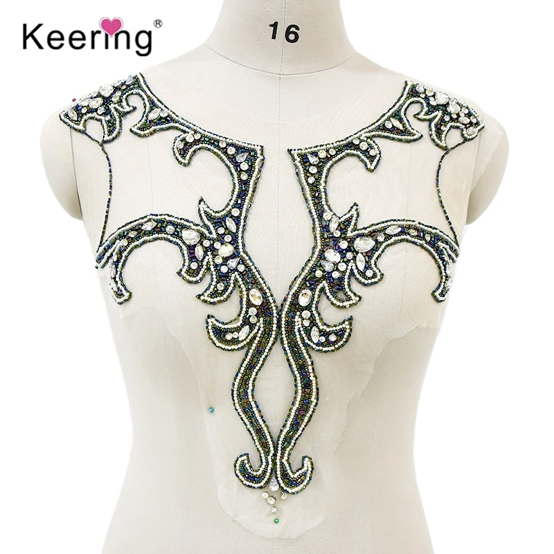 Fashion High end beautiful Big Latest design sparkly crystal applique ...