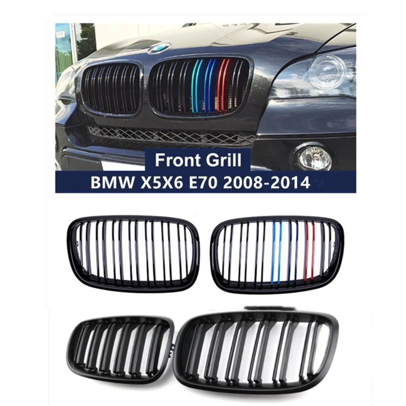 1 Pair Front GrillesFor BMW X5/X6 E70 E71 2008-2014 Gloss Matte Black ...