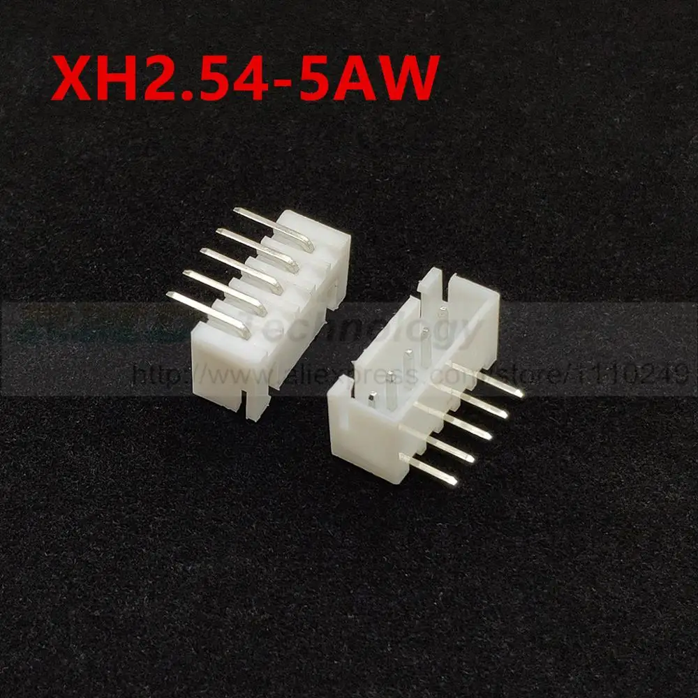 50pcs/lot XH2.54 5AW XH2.54 male connector right angle PIN header 2.54 mm 5pin free shipping ...