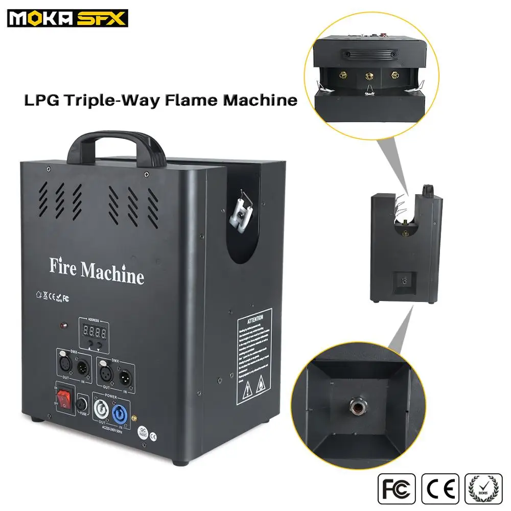 Stage fire machine 3 heads lpg Flame machine 200W Spray Fire Machine ...