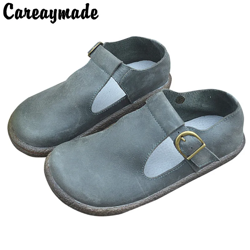 Careaymade-New Genuine leather Handmade cowhide single shoes Retro T ...