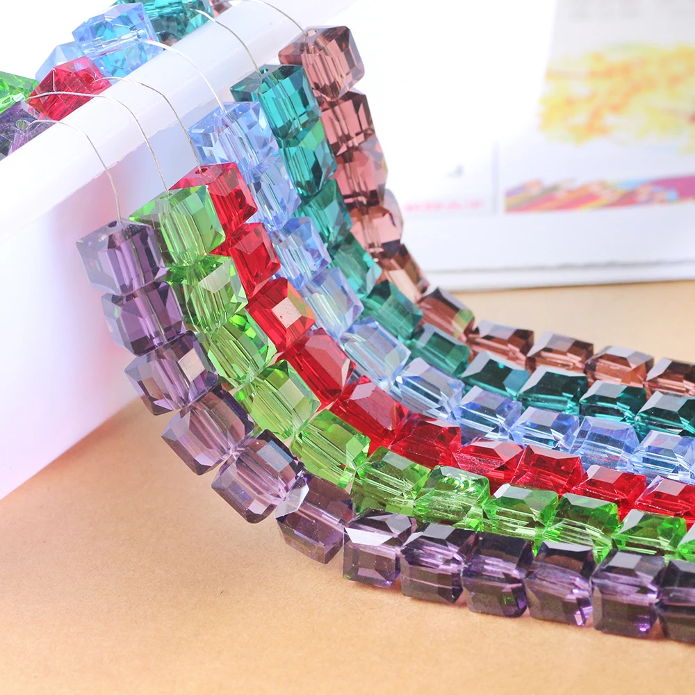 4/6/8/10mm Glass Crystal Square Beads Spacer For Women Jewelry Making ...