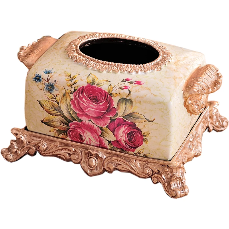 European Style Tissue Box Living Room Household High End Resin Luxury ...