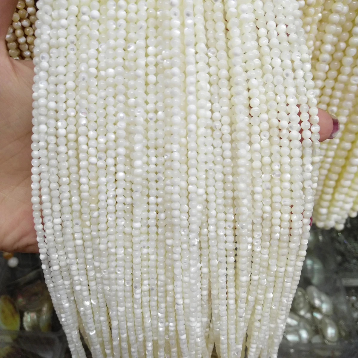 Wholesale-Natural-shell-Beaded-White-Round-shape-craft-shell-loose ...
